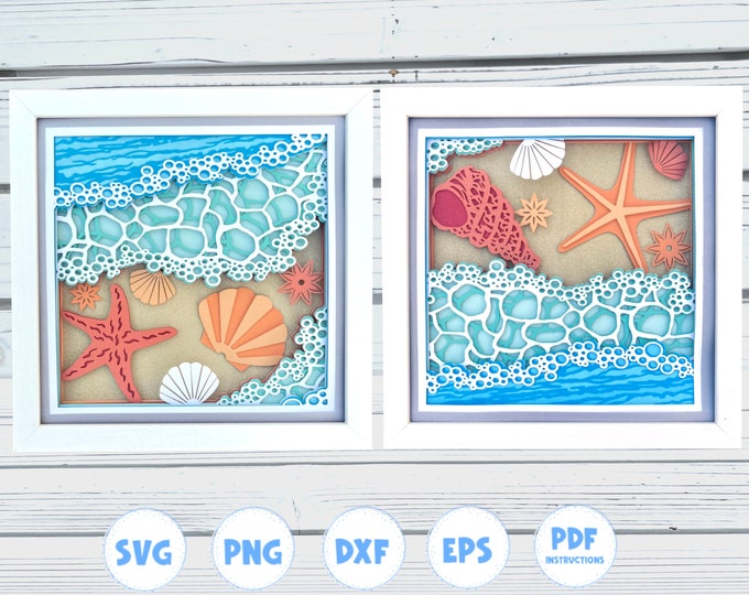3d Beach shadow box svg 3d Beach svg 3d Layered svg archivos para ...