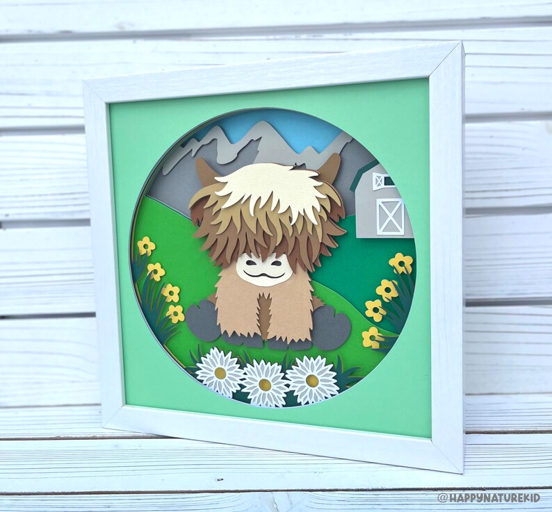 3d Highland Cow Shadow Box Svg Cute Highland Cow Svg Baby - Etsy