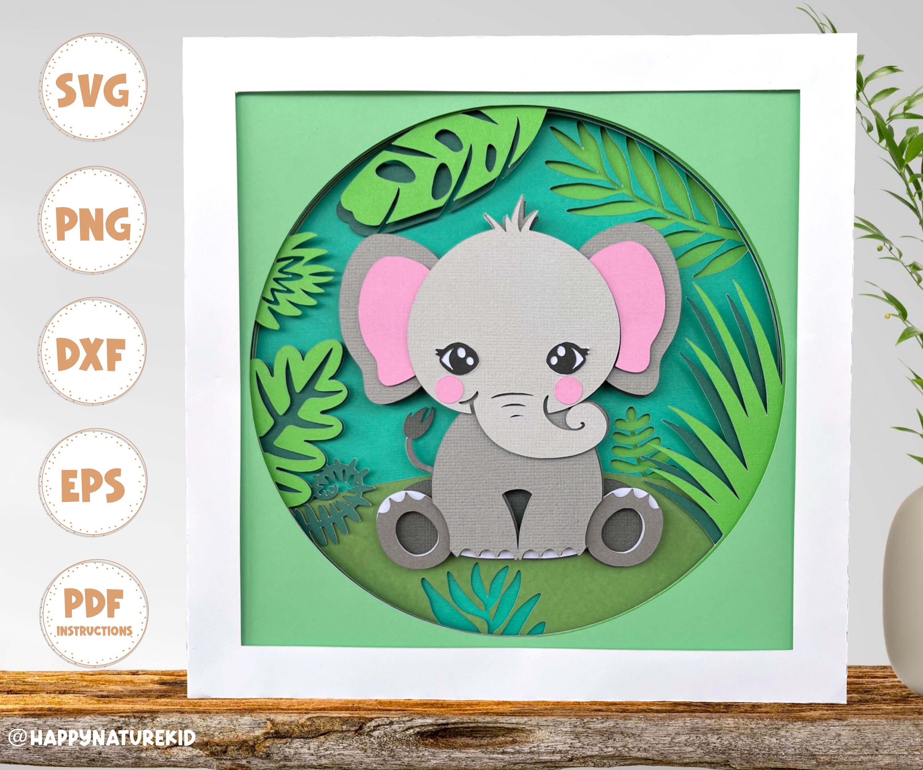 Elephant Shadow Box Svg, Shadow Box Svg, 3d Svg, Layered Svg, Elephant ...