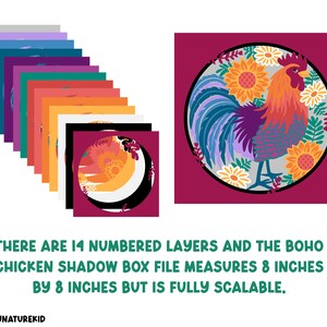 3d Boho Chicken Shadow Box Svg, 3d Layered Svg, New Boho Svg, 3d Svg ...