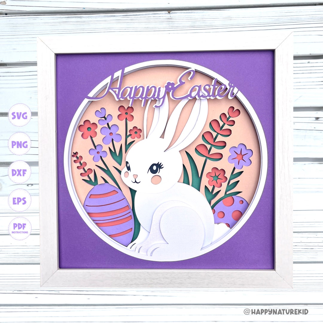 Easter Bunny Shadow Box Svg, 3d Easter Svg, 3d Bunny Svg, Projects for ...