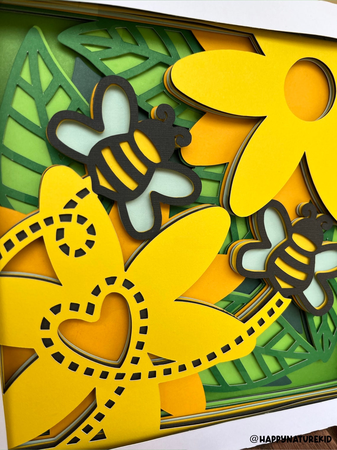 Bee Shadow Box Svg Bee Svg Flower Svg Layered Svg Flower - Etsy