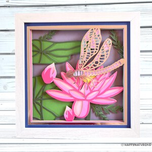 3d Dragonfly Shadow Box Svg Bundle, Spring Shadow Box Svg, 3d Flower ...