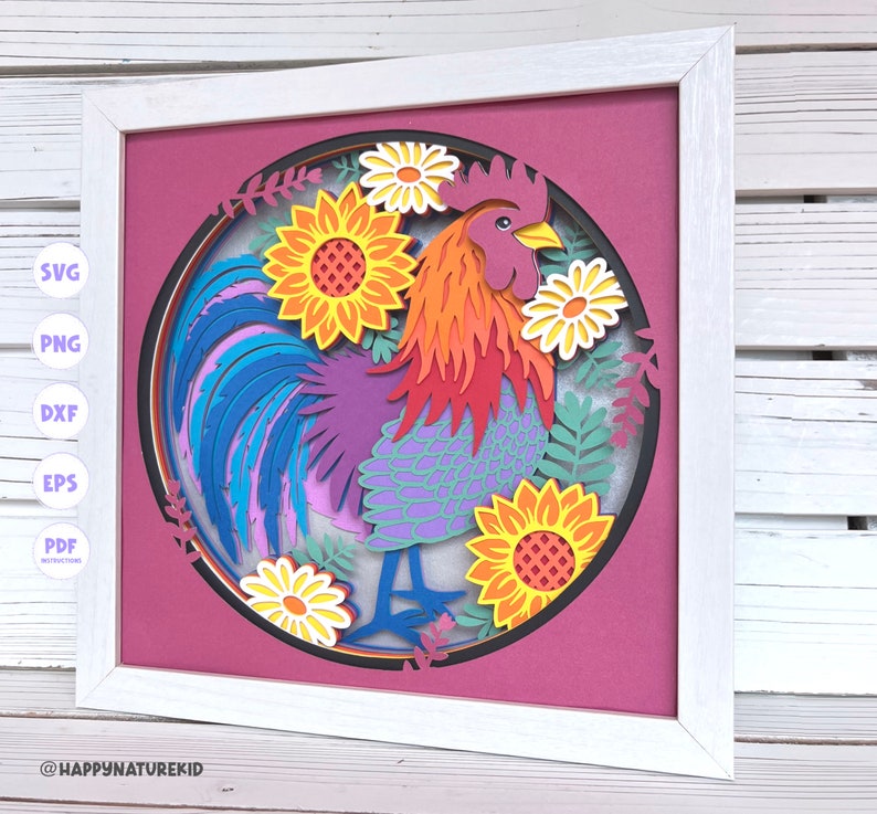 3d Boho Chicken Shadow Box Svg, 3d Layered Svg, New Boho Svg, 3d Svg ...