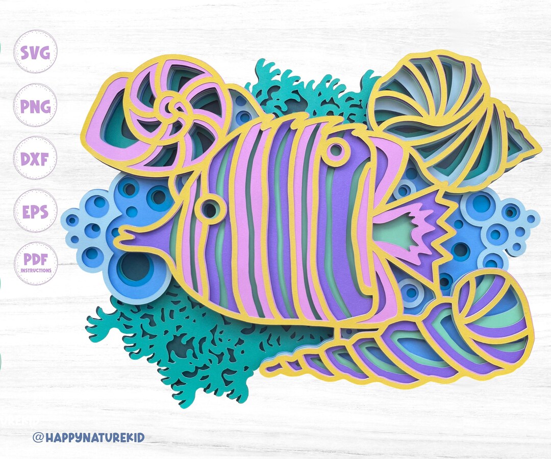 3d Tropical Fish Svg, Fish Svg, 3d Fish Svg, Ocean Svg, Layered Svg ...