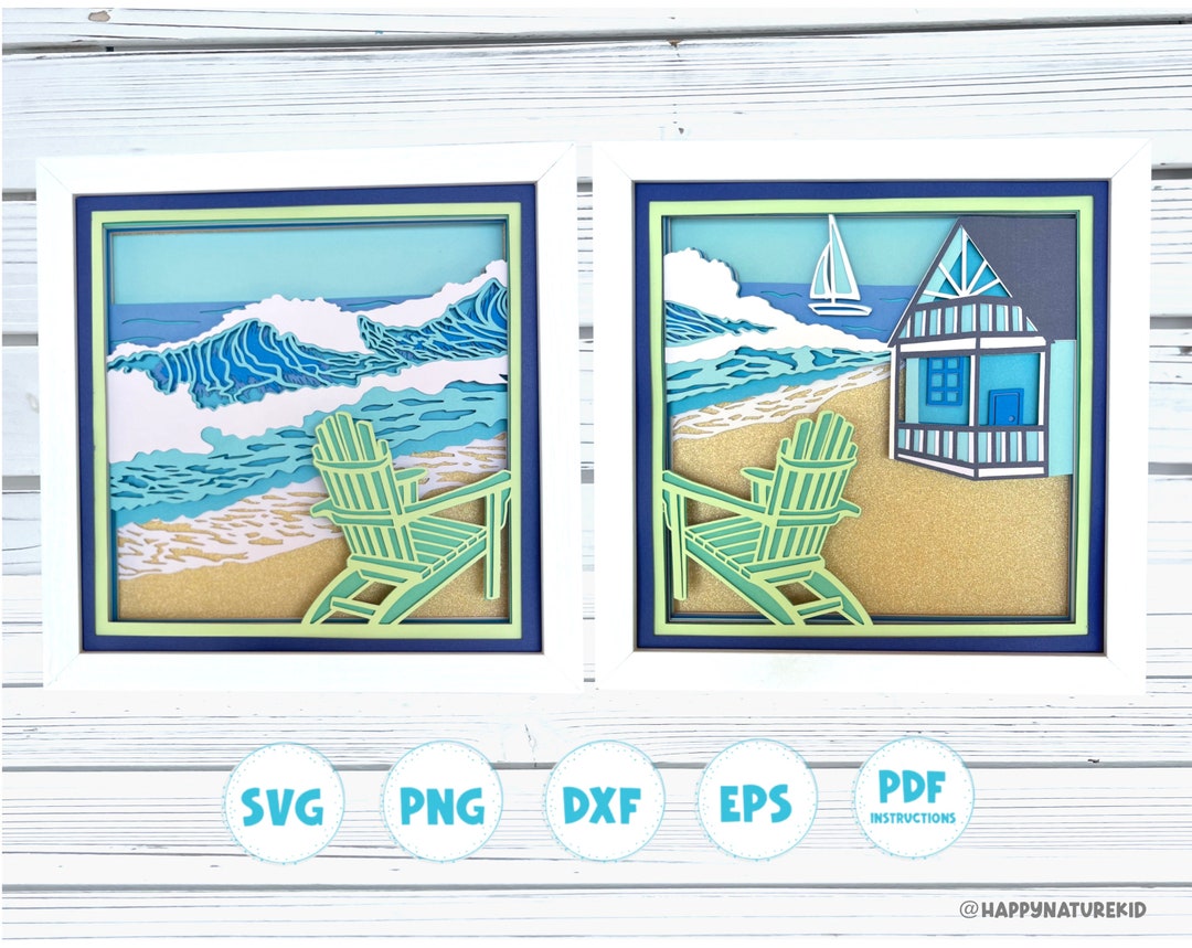 3d Beach House Shadow Box Svg Bundle, 3d Layered Svg Bundle, 3d Ocean ...