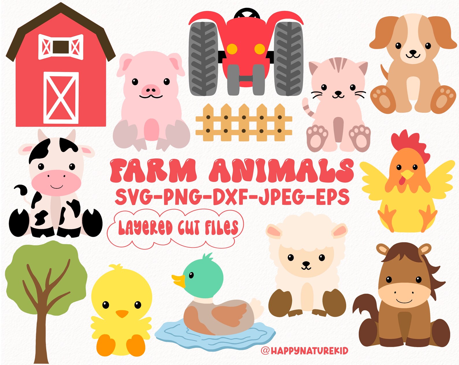 Farm Animals SVG Cow SVG Pig Svg Chicken Svg Cat Svg - Etsy