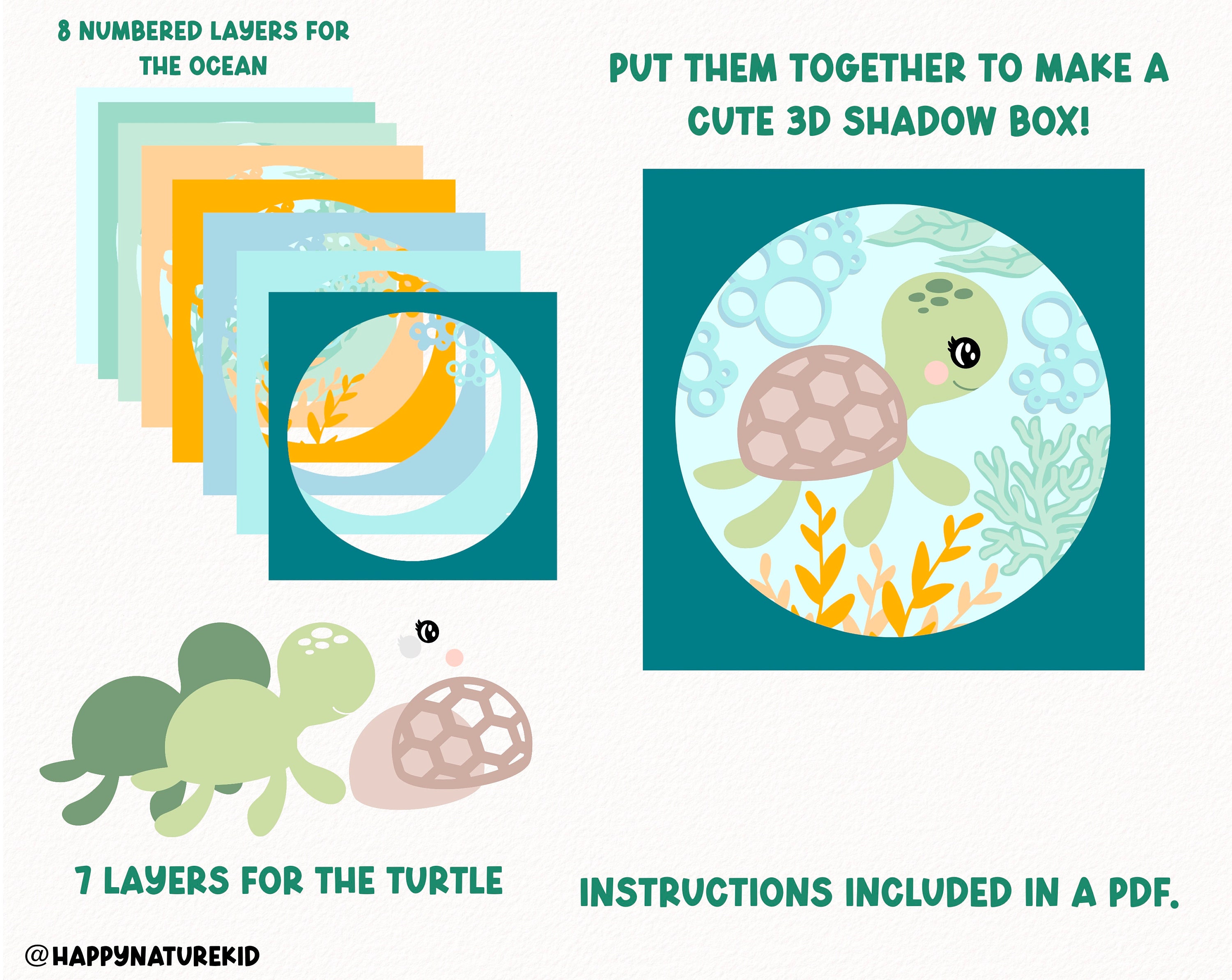 Turtle Shadow Box Svg, Shadow Box Svg, Ocean Svg, 3d Svg, Layered Svg ...