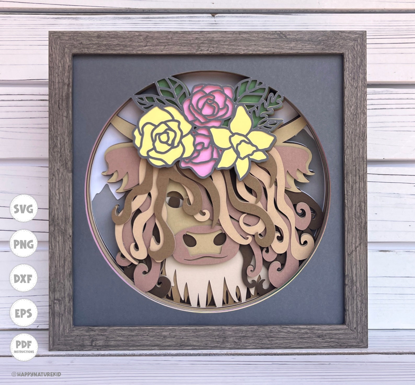 Cow Shadow Box Svg Shadow Box Svg Highland Cow Svg Cow Svg - Etsy