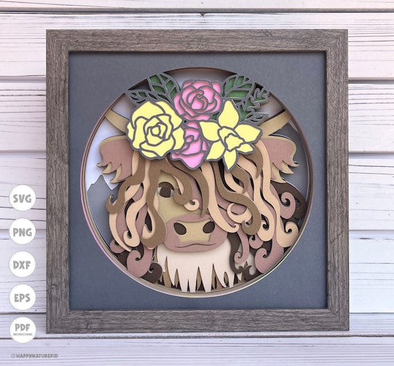 Cow Shadow Box Svg Shadow Box Svg Highland Cow Svg Cow Svg - Etsy UK