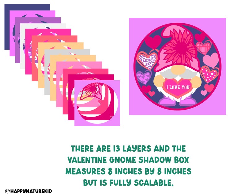 3d Valentine Gnome Shadow Box Svg 3d Layered Files for Cricut 3d Gnome ...