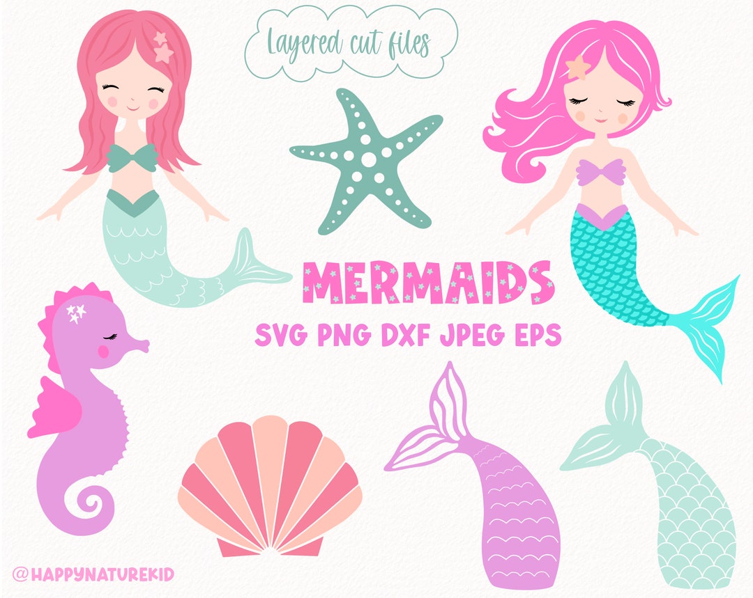 Mermaid Svg, Mermaid Svg Bundle, Cricut Cut File, Layered Svg, Mermaid ...