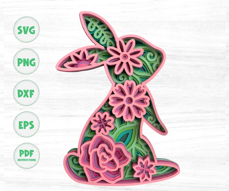 3d Bunny Svg 3d Rabbit Svg Bunny Svg Rabbit Svg Spring | Etsy