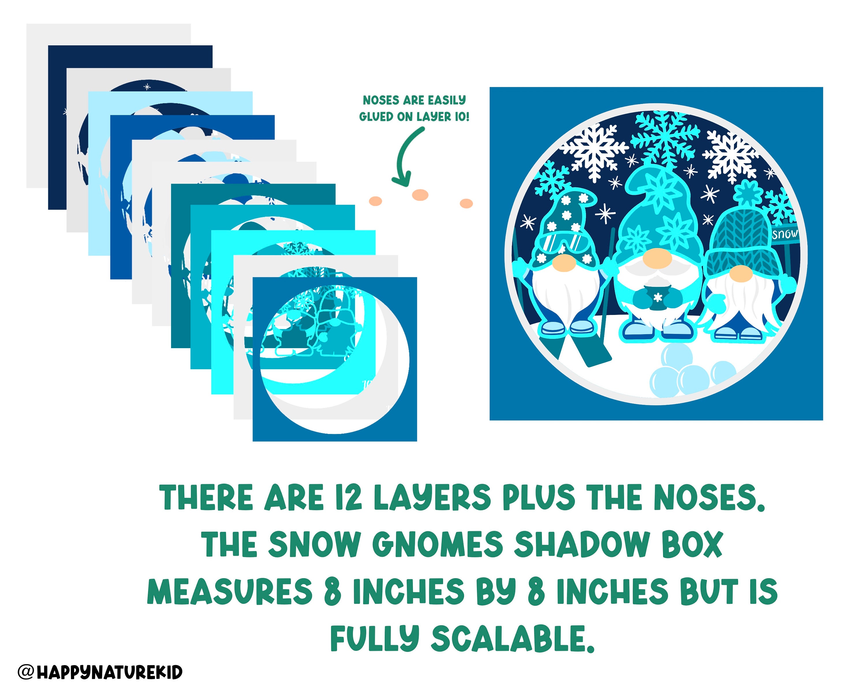3d Snow Gnomes Shadow Box Svg Gnome Shadow Box Svg 3d Layered - Etsy UK