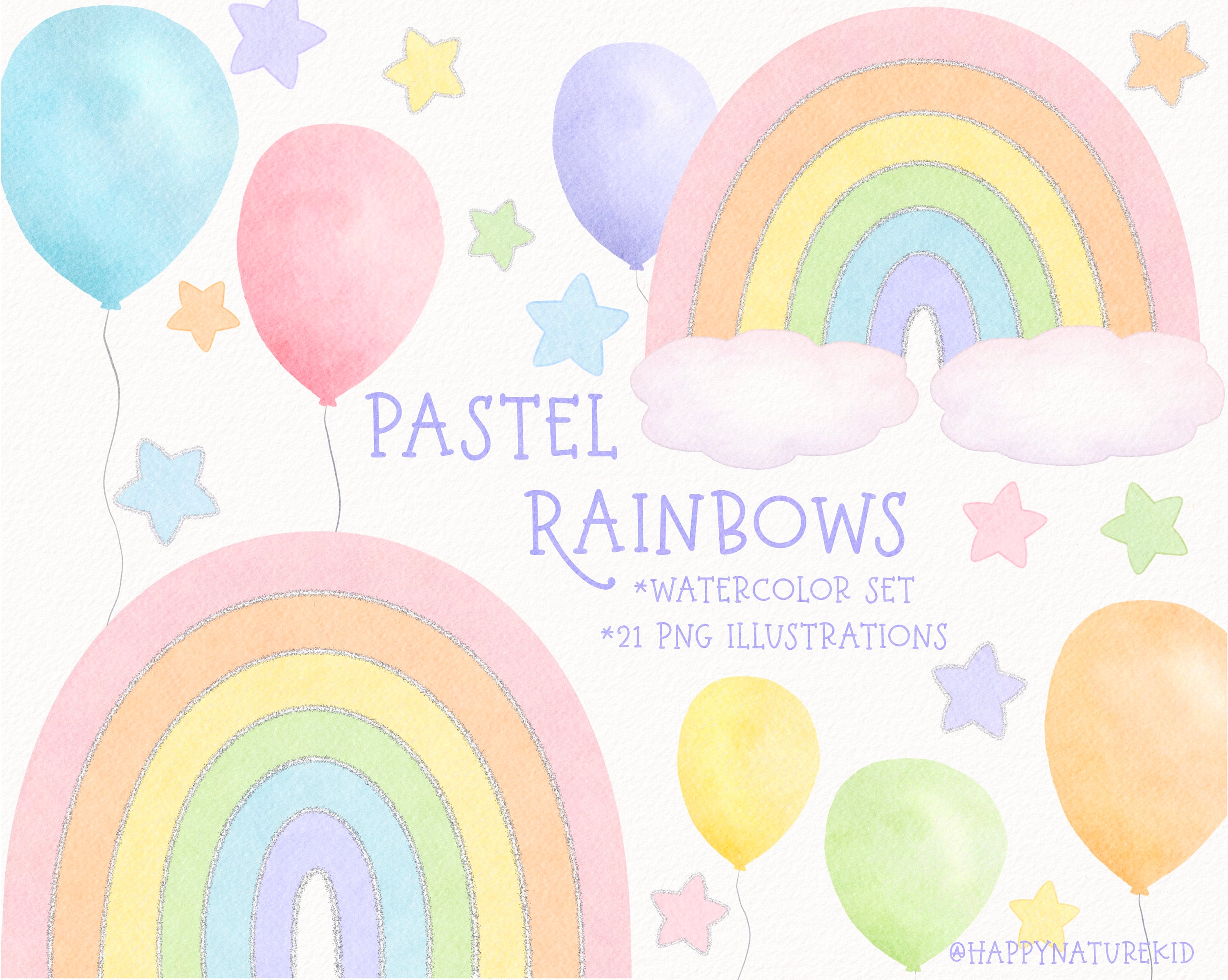 Pastel Rainbow Clipart Pastel Rainbow Png Watercolor Rainbow - Etsy