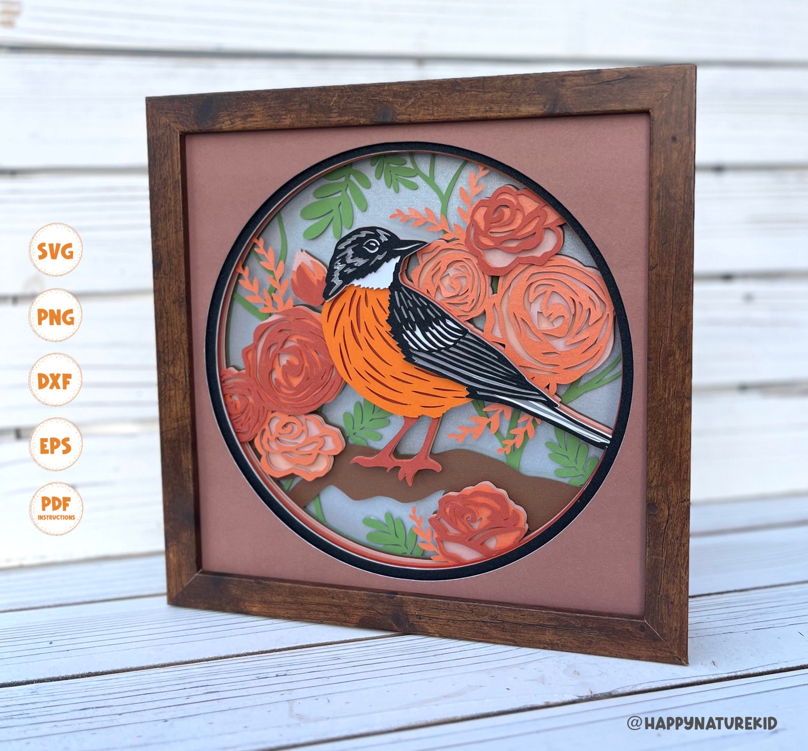 3d Robin Shadow Box Svg, 3d Layered Svg, 3d Shadow Box Svg, Cottagecore ...