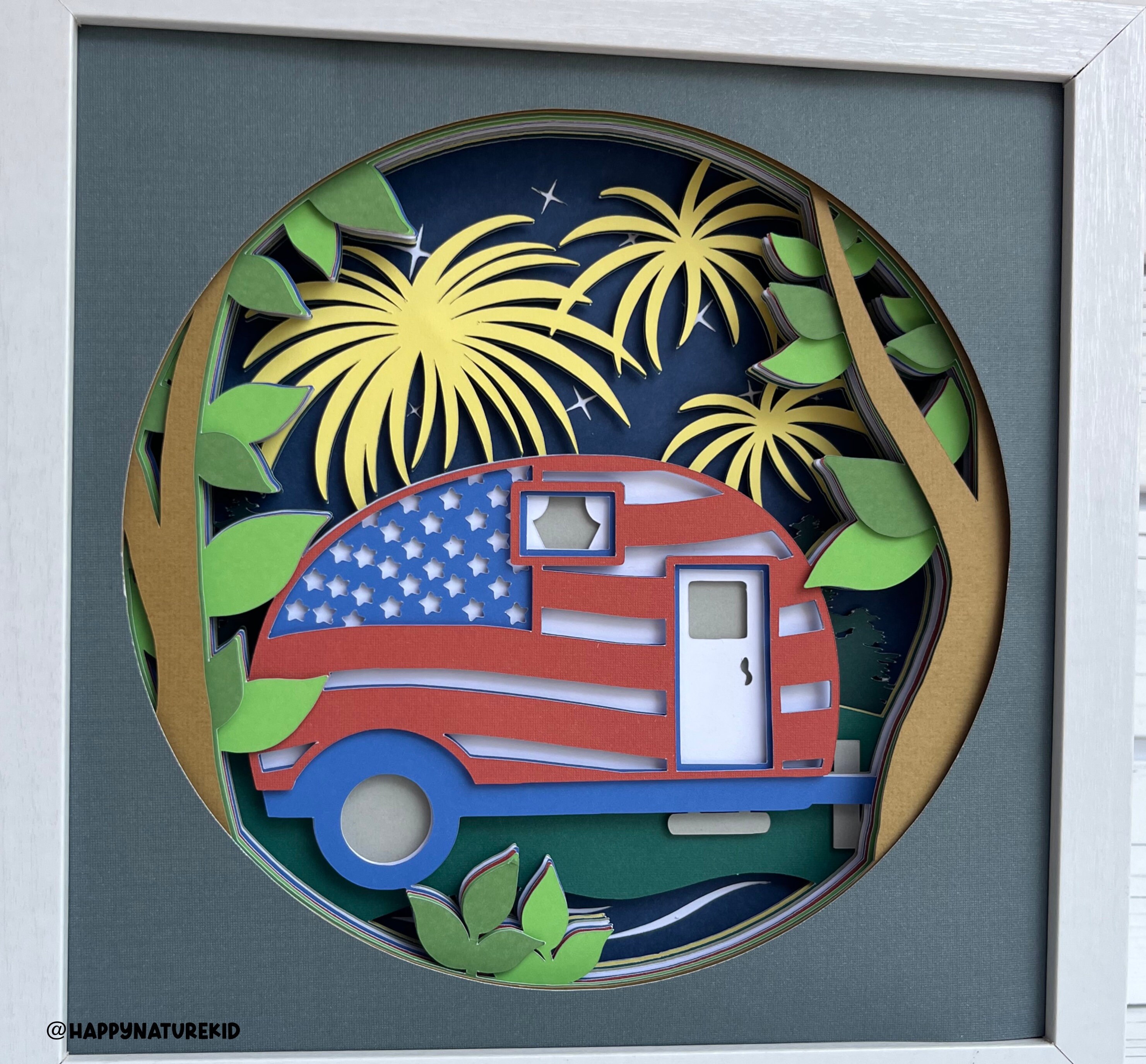 Camper Shadow Box Svg, Flag RV Shadow Box Svg, 4th of July Svg, Shadow ...