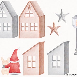 Scandinavian Christmas Clipart, Christmas Clipart, Watercolor Christmas ...