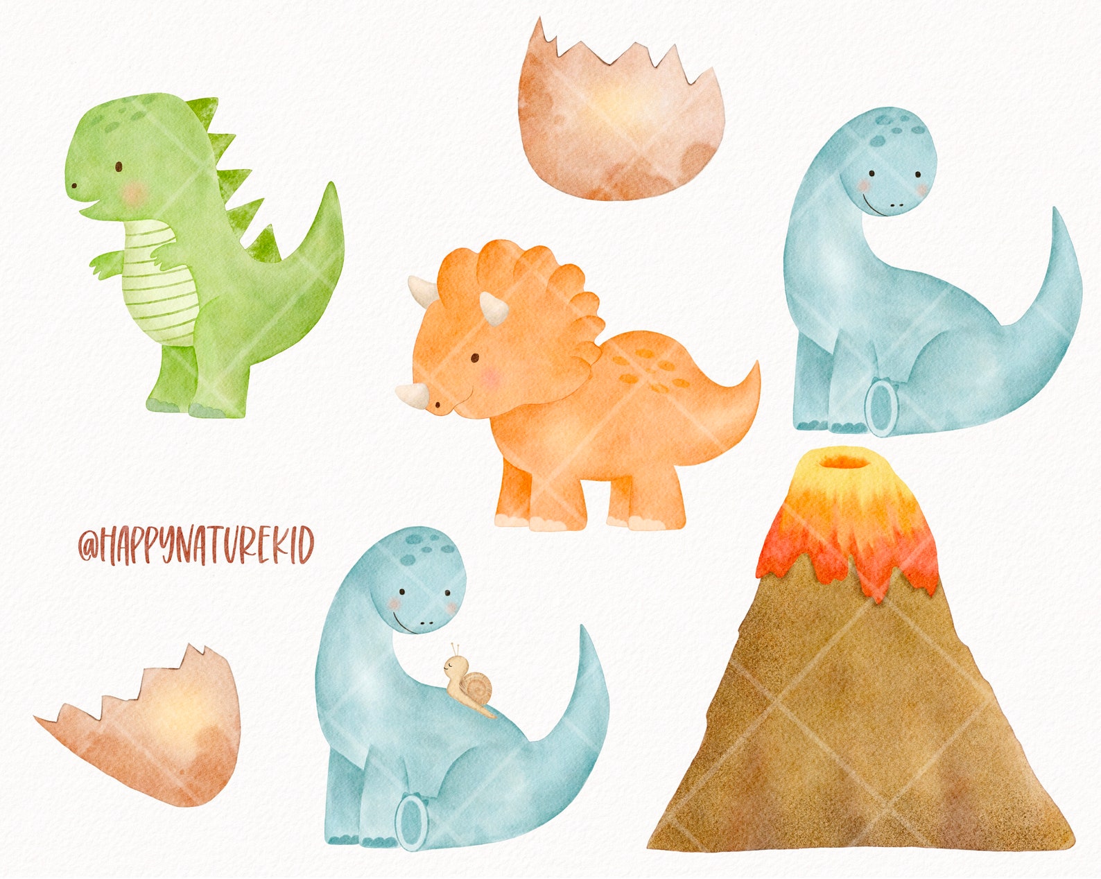 Dinosaur Clipart Watercolor Dinosaur Clipart Dinosaur Png - Etsy