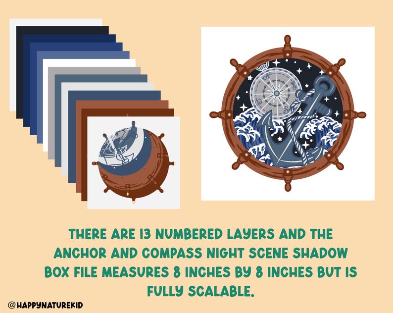 Anchor Shadow Box Svg, Compass Shadow Box Svg, Ocean Shadow Box Svg ...