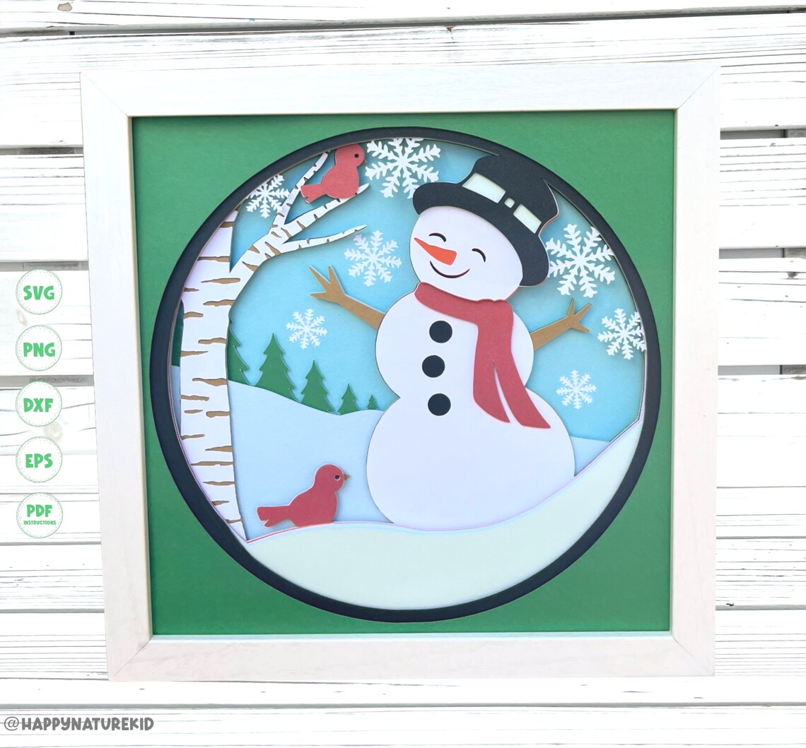 Snowman Shadow Box Svg Shadow Box Svg Christmas Shadow Box - Etsy Canada