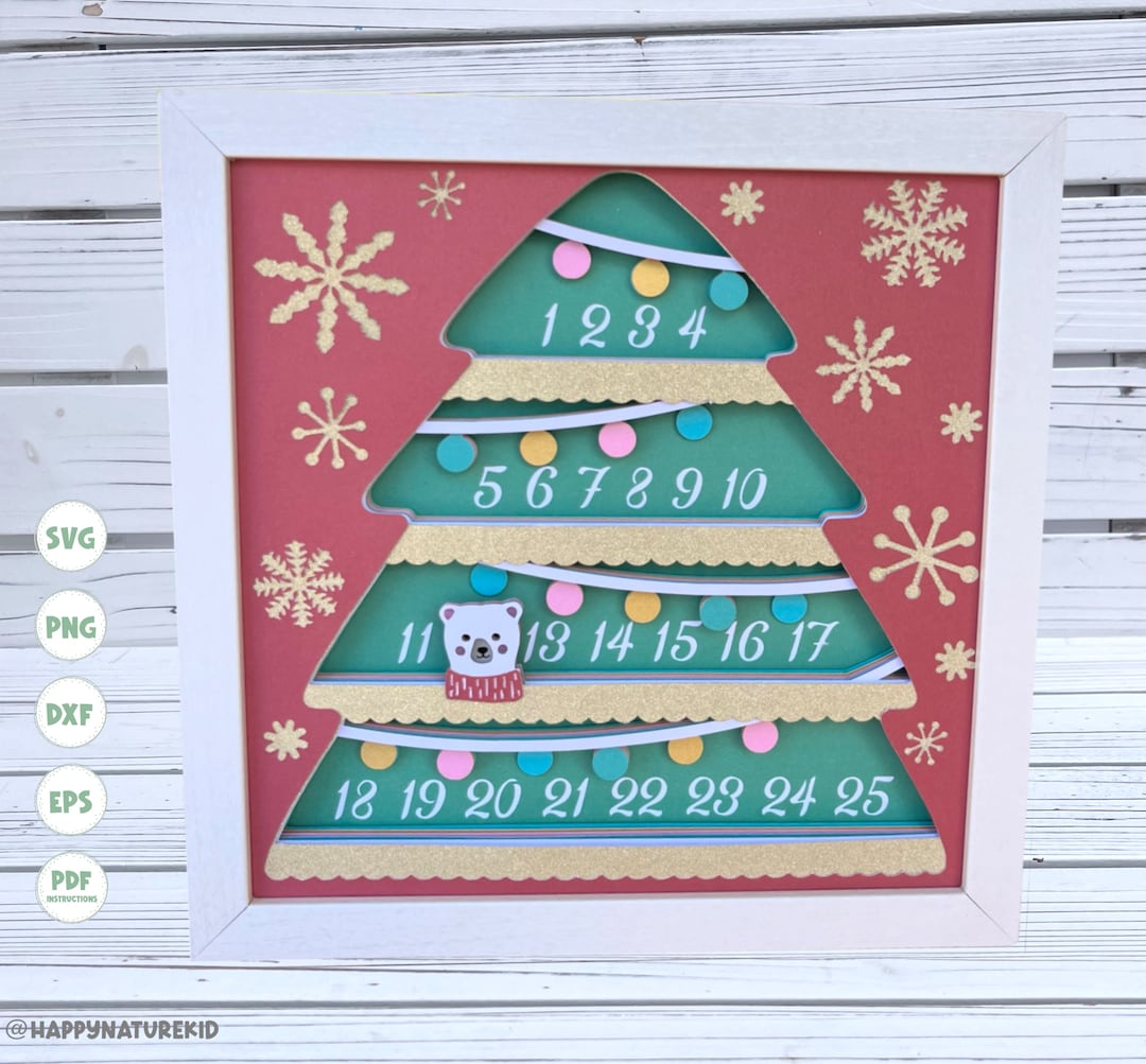 Advent Calendar Shadow Box Svg, Shadow Box Svg, Christmas Advent ...