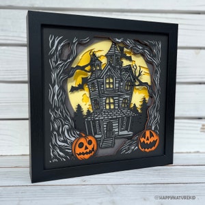 3d Haunted House Halloween Shadow Box Svg, Halloween Shadow Box Svg ...