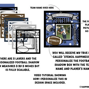 Personalized Football Shadow Box Svg, Personalized Football Svg ...