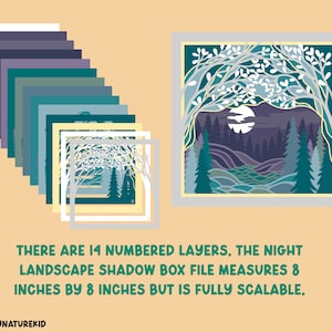 Night Landscape Shadow Box Svg, Shadow Box Svg Template, Svg Files for ...