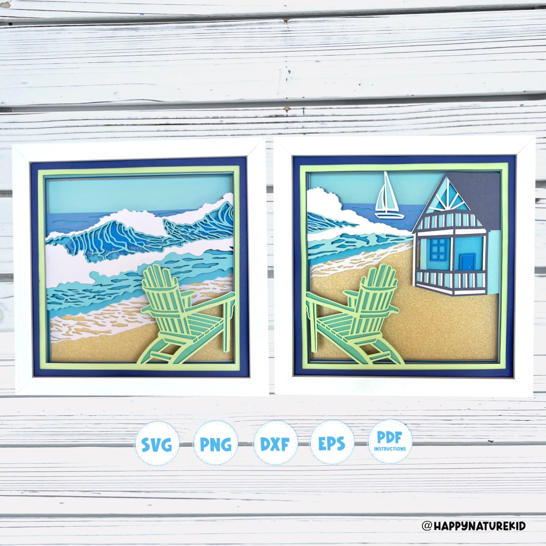 3d Beach House Shadow Box Svg Bundle, 3d Layered Svg Bundle, 3d Ocean ...