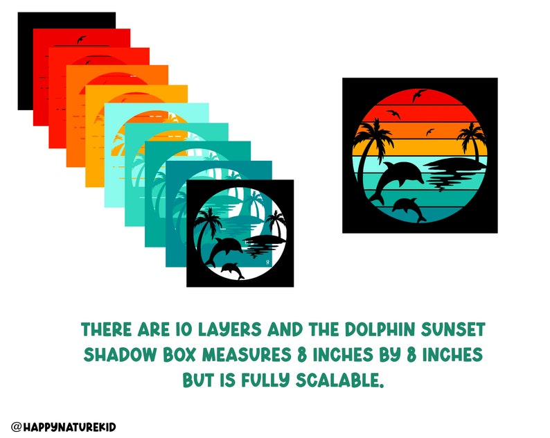 Dolphin sunset Shadow box svg Shadow box svg Dolphin svg - Etsy México