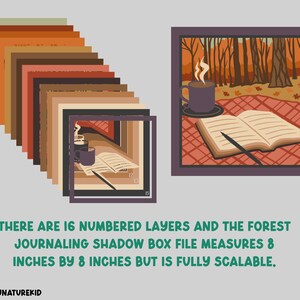 Forest Journaling Shadow Box Svg, Fall Shadow Box Svg, Cozy Fall Shadow ...