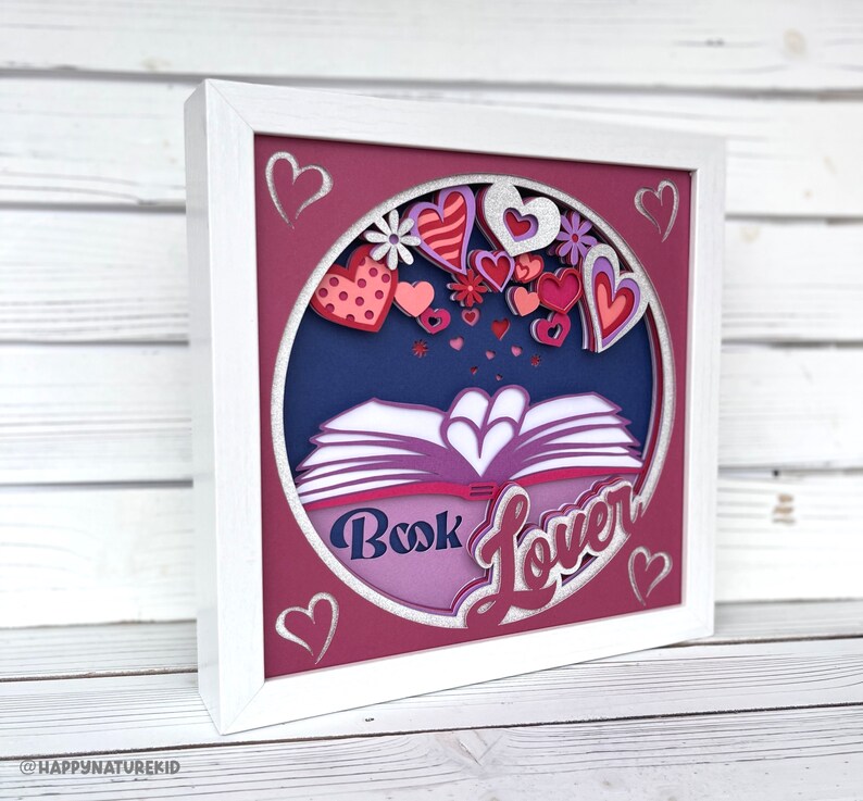 3d Book Lover Shadow Box Svg Book Lover Svg Shadow Box Svg 3d Layered ...