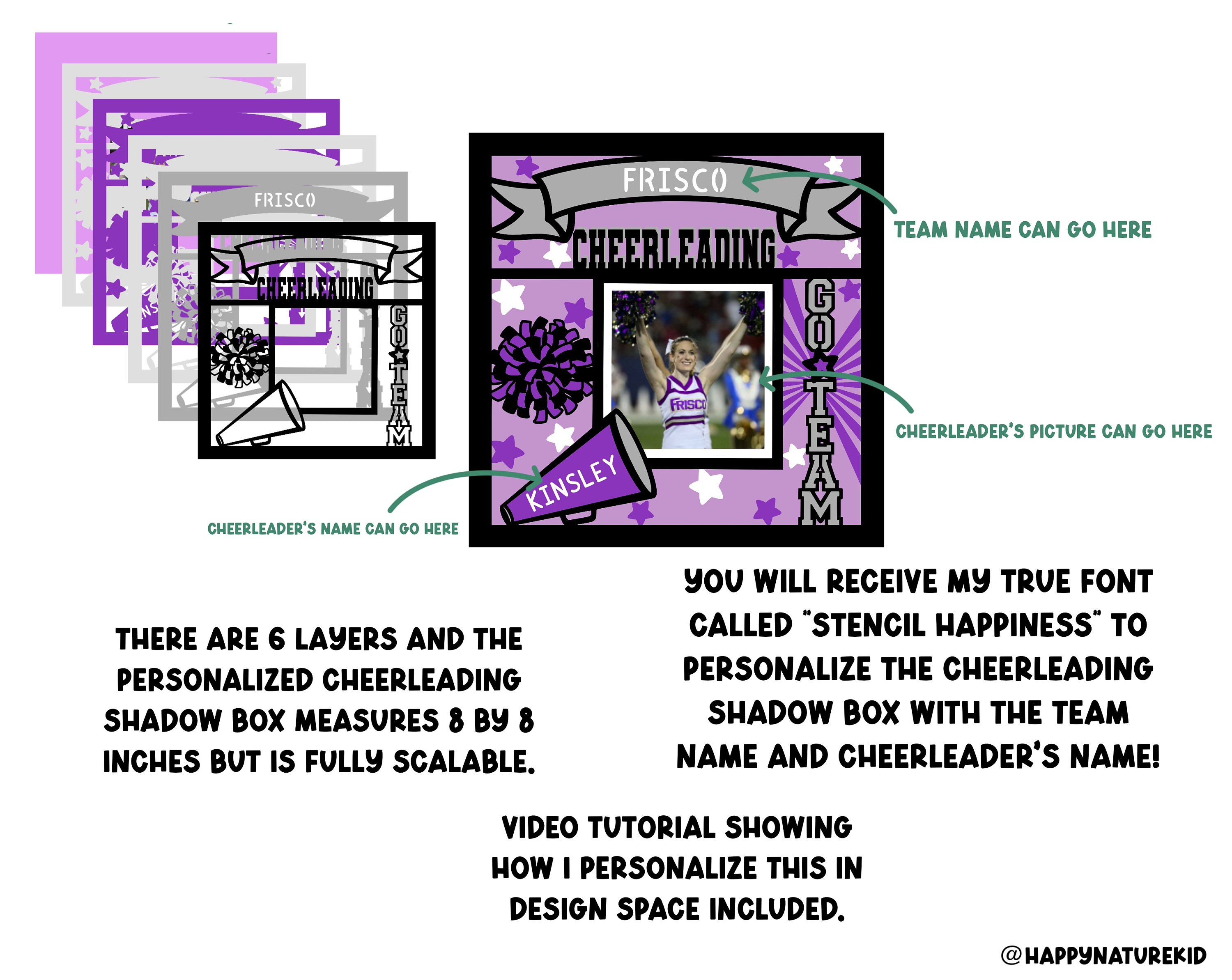 Cheerleading Shadow Box Svg, Shadow Box Svg, Cheerleading Svg, Cheer ...