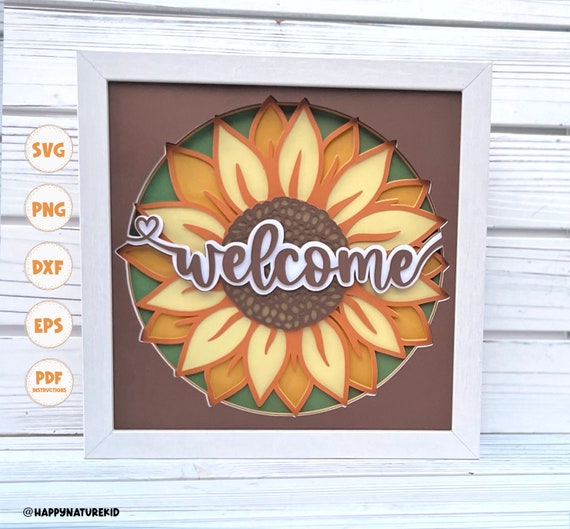 Sunflower Shadow Box Svg Welcome Shadow Box Svg Shadow Box - Etsy