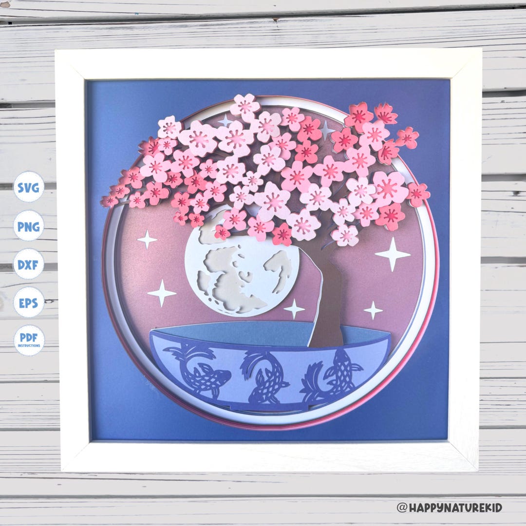 Blossom Tree Shadow Box Svg, Japanese Shadow Box Svg, Cricut Svg, Svg ...
