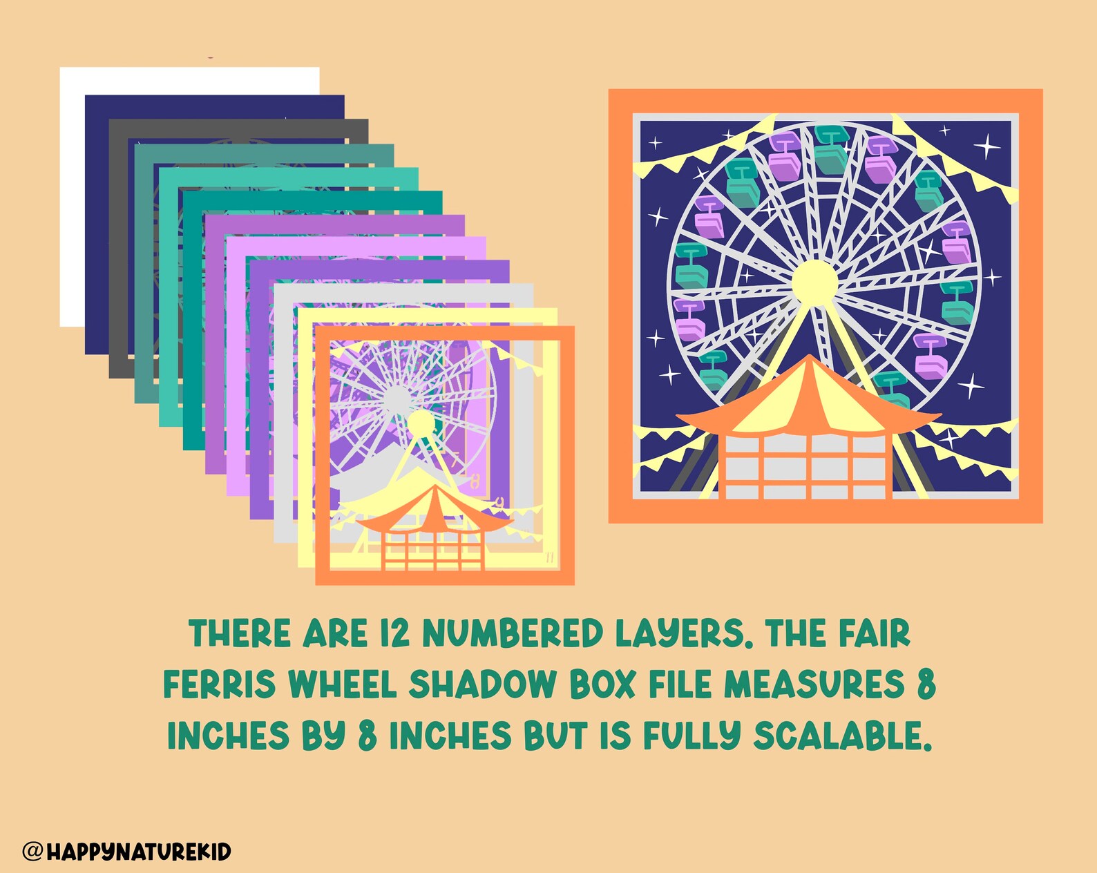 3d Fair Ferris Wheel Shadow Box Svg, 3d Fair Svg, Ferris Wheel Svg, 3d ...
