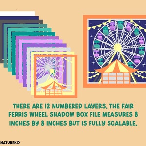 3d Fair Ferris Wheel Shadow Box Svg, 3d Fair Svg, Ferris Wheel Svg, 3d ...