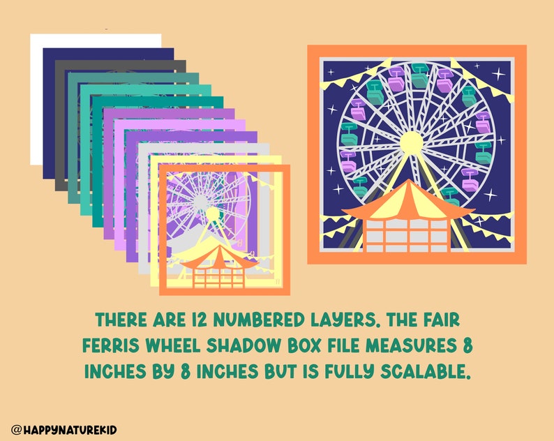 3d Fair Ferris Wheel Shadow Box Svg, 3d Fair Svg, Ferris Wheel Svg, 3d ...