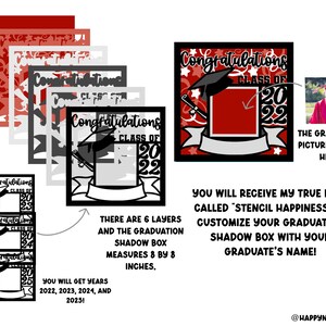 Graduation Shadow Box Svg, Personalized Graduation Svg, Class of 2025 ...
