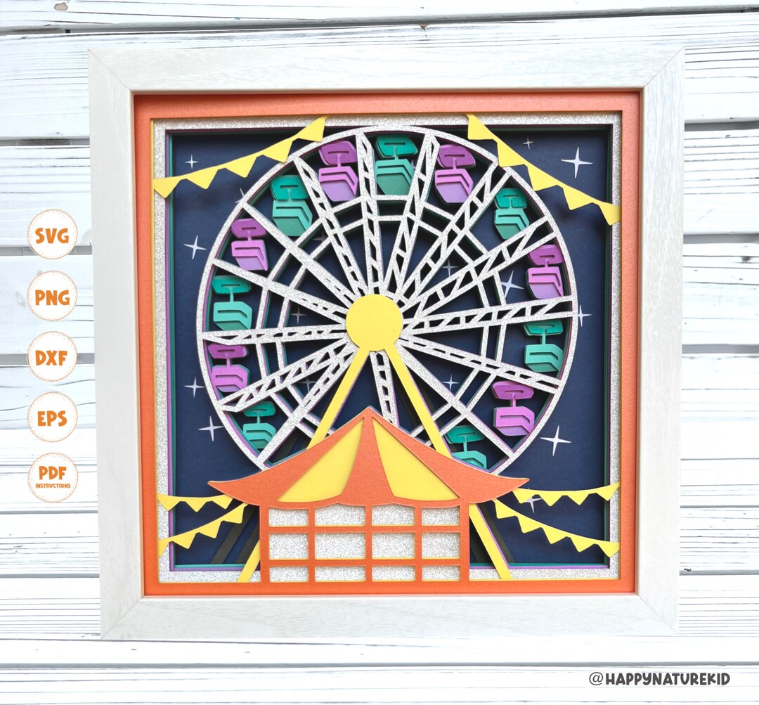 3d Fair Ferris Wheel Shadow Box Svg, 3d Fair Svg, Ferris Wheel Svg, 3d ...