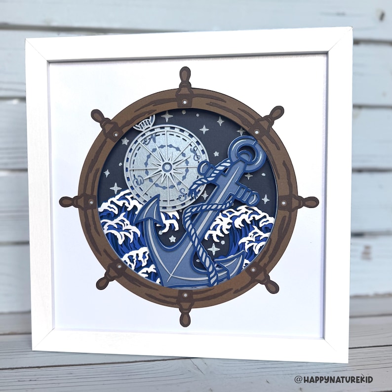 Anchor Shadow Box Svg, Compass Shadow Box Svg, Ocean Shadow Box Svg ...
