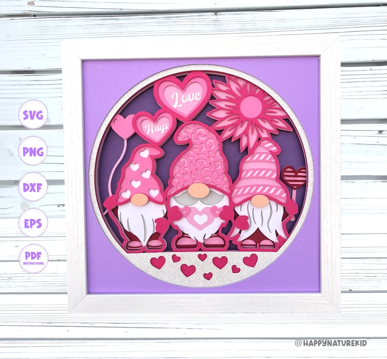 3d Valentine Gnomes Shadow Box Svg 3d Svg Layered Svg Shadow - Etsy