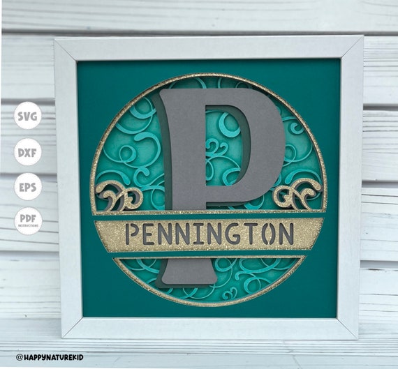 Letter Monogram Shadow Box Svg Personalized Monogram Shadow - Etsy