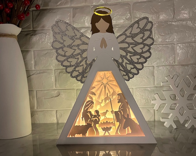 Handmade Christmas Angel in Shadow Box With LED Lights ...