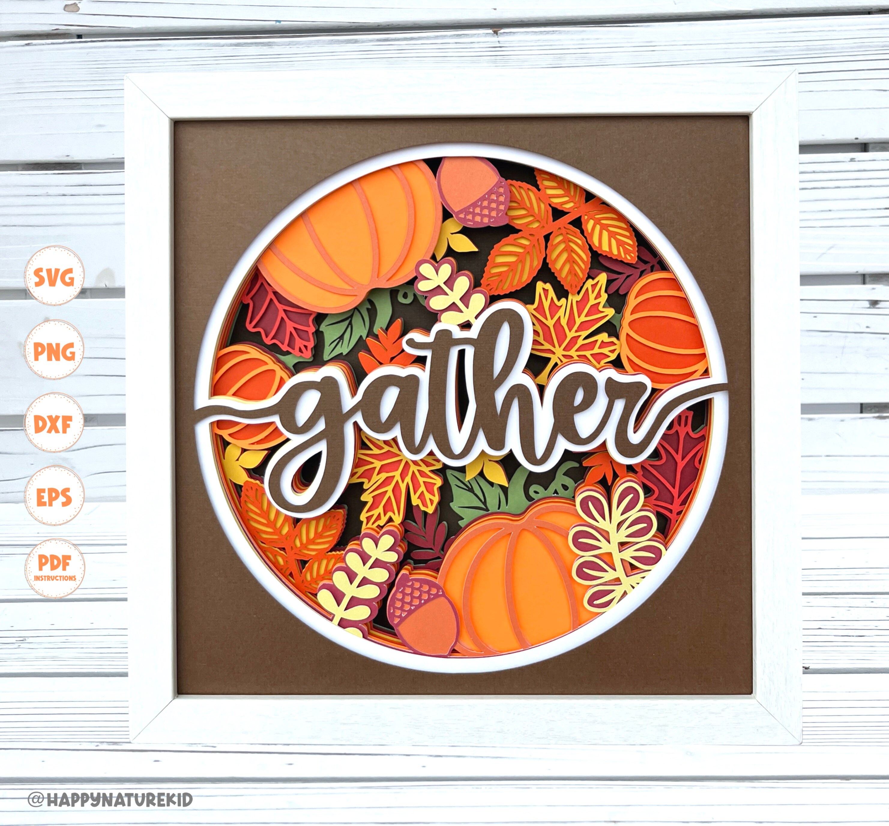 Gather Shadow Box Svg, Thanksgiving Shadow Box Svg, Fall Shadow Box, 3d ...