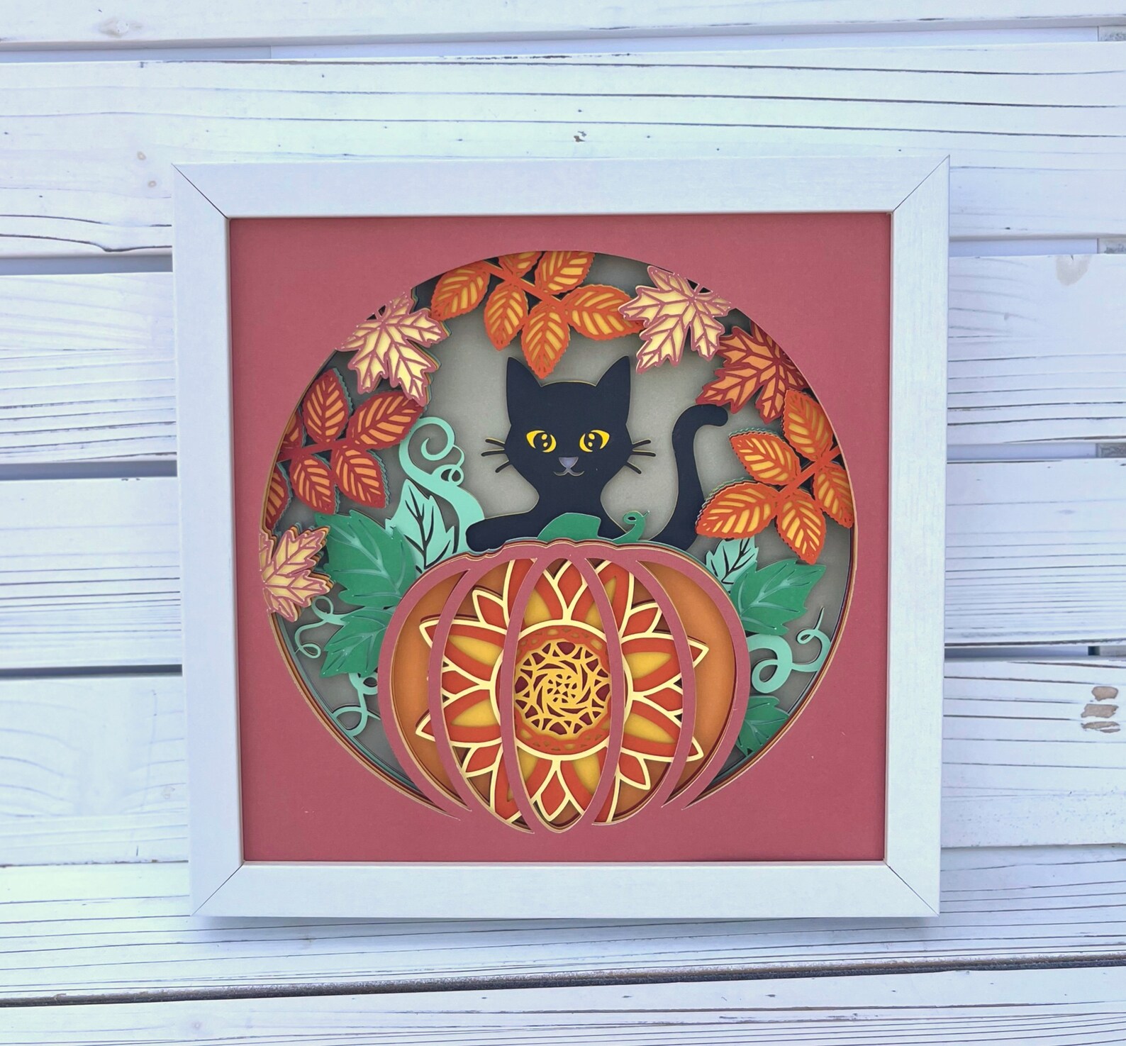Fall Cat Shadow Box Svg Fall Shadow Box Svg Fall Shadow Box - Etsy