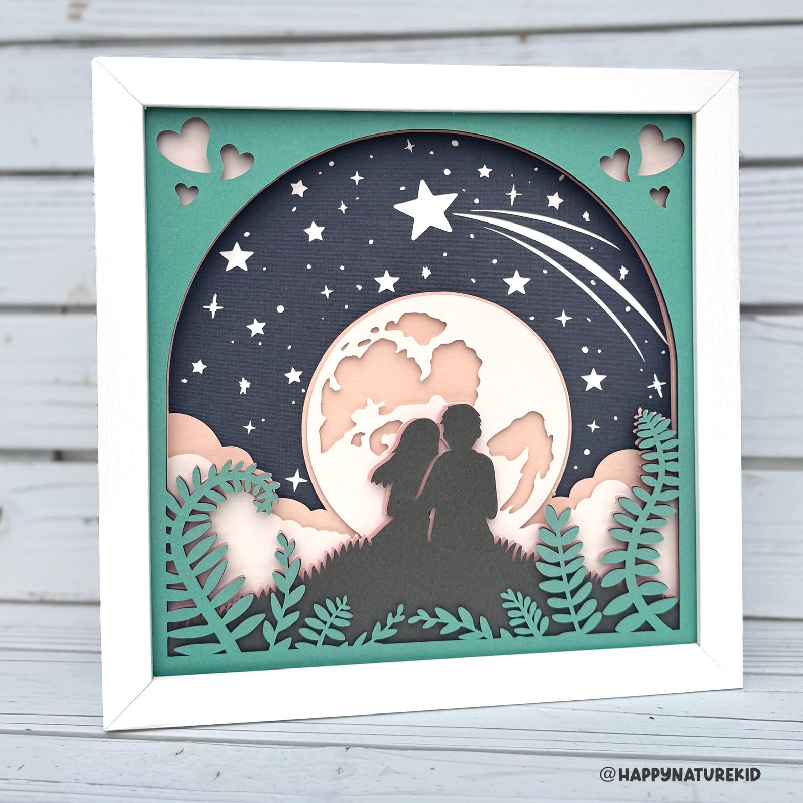 Couple and Shooting Star Shadow Box Svg, Anniversary Shadow Box Svg ...