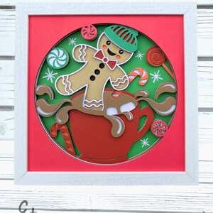 Gingerbread Shadow Box Svg, Shadow Box Svg, Christmas Shadow Box Svg ...