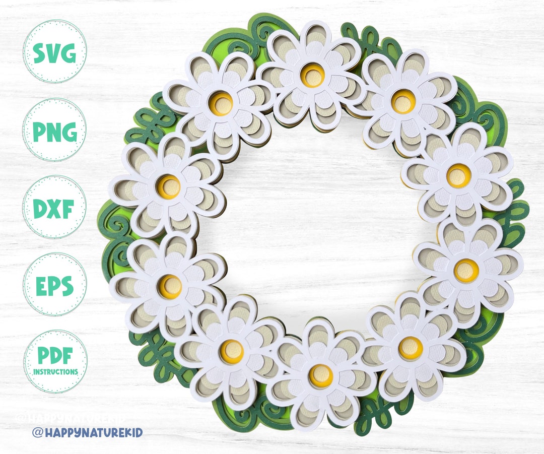 Daisy Wreath Svg, Daisy Svg, Layered Svg, Cricut Svg, Summer Svg ...